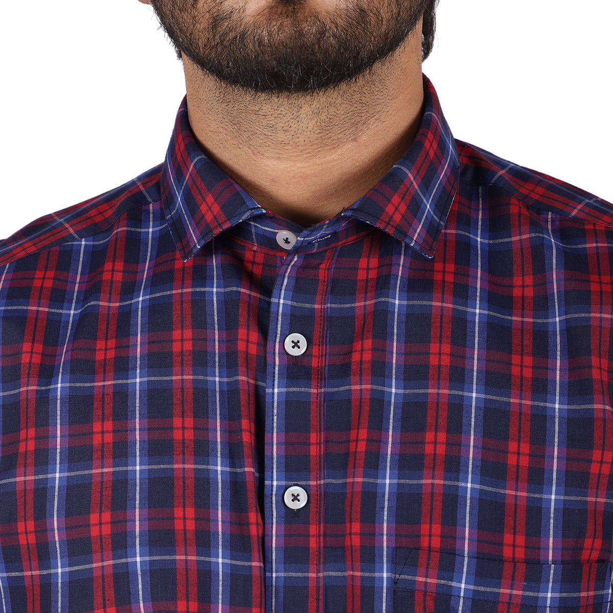 Navy & Red Graph Check Half Sleeve Shirt – Thestiffcollar.com