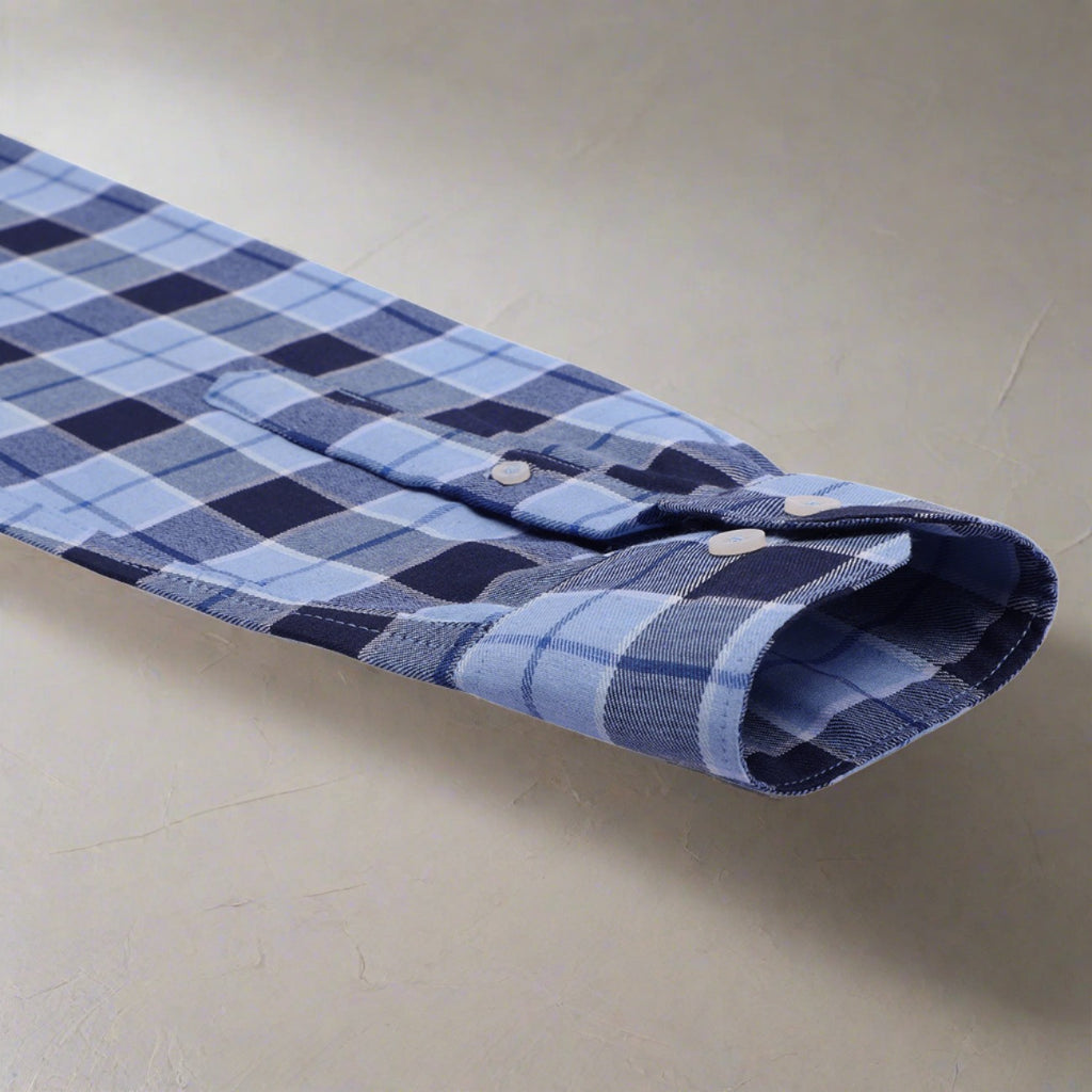 Stone Blue Checks Button Down Cotton Shirt – Thestiffcollar.com