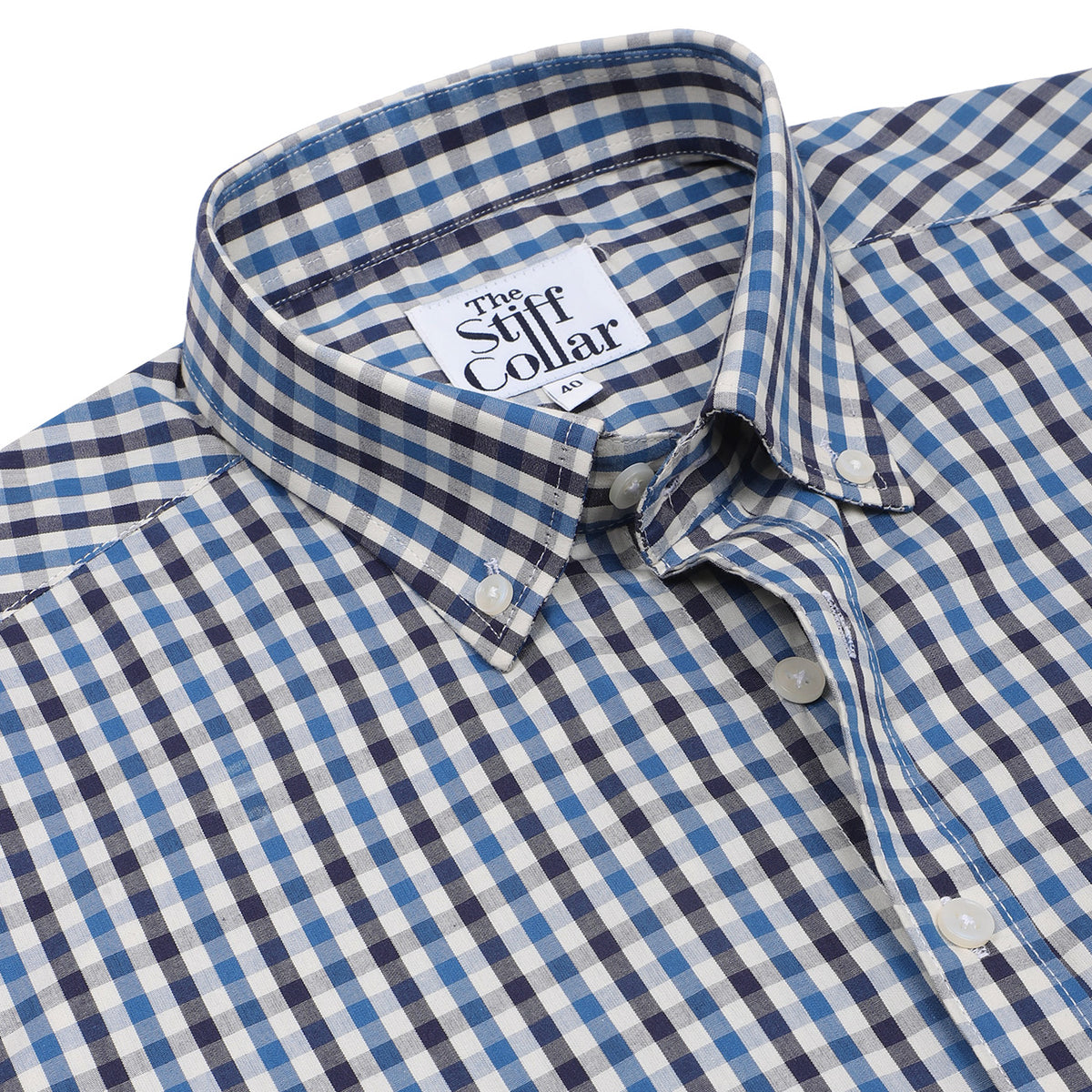 Timber Navy Gingham Check Button Down Cotton Shirt – Thestiffcollar.com