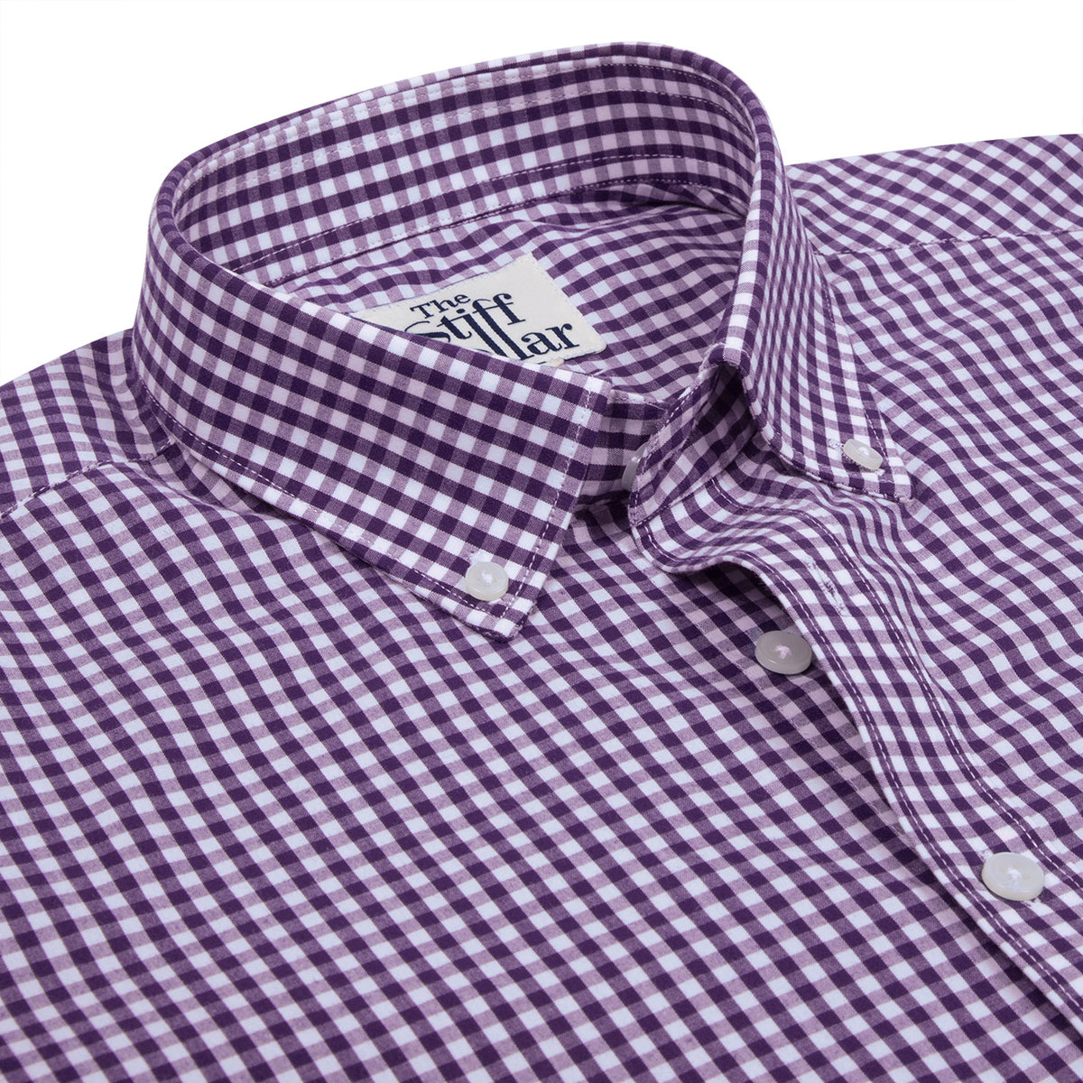 Purple Gingham Checks Button Down Cotton Blend Shirt – Thestiffcollar.com