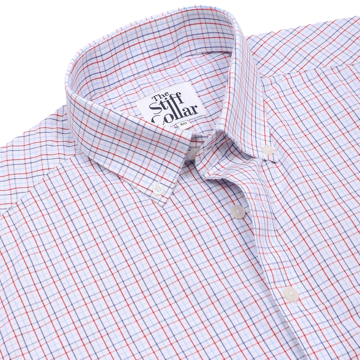Red Blue Tattersall Checks Button Down Cotton Shirt – Thestiffcollar.com