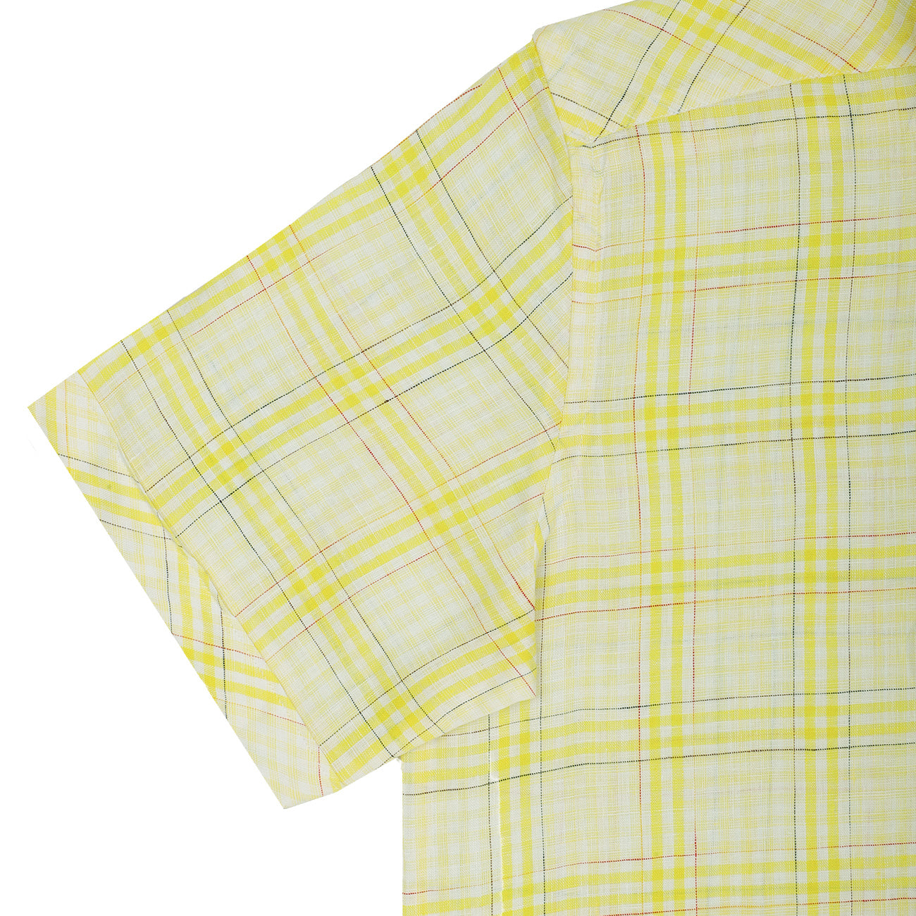 Pastel Yellow Checks Pure Linen Half Sleeve Shirt – Thestiffcollar.com