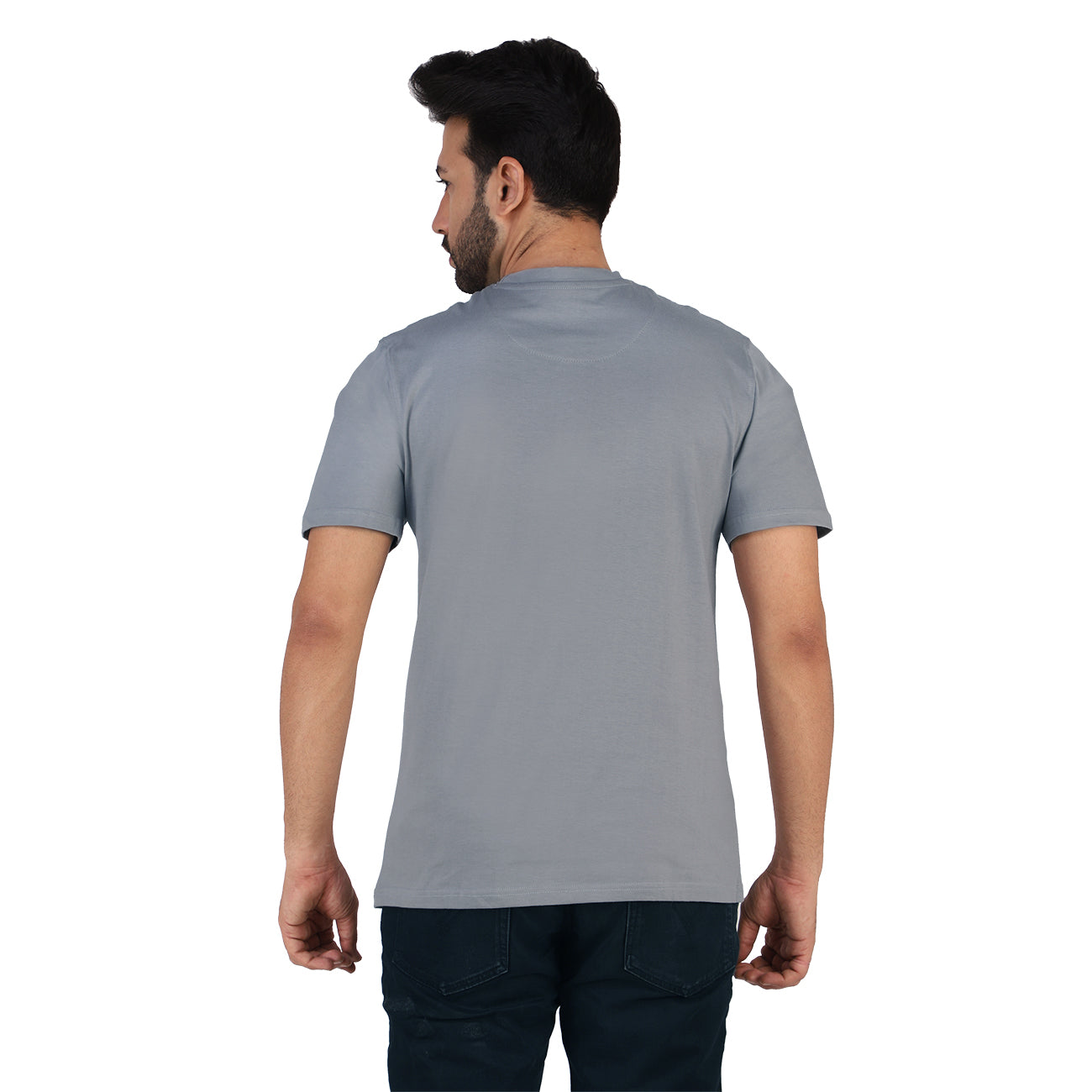 Soft Enzyme Washed Stone Grey Round Neck Cotton T-shirt ...